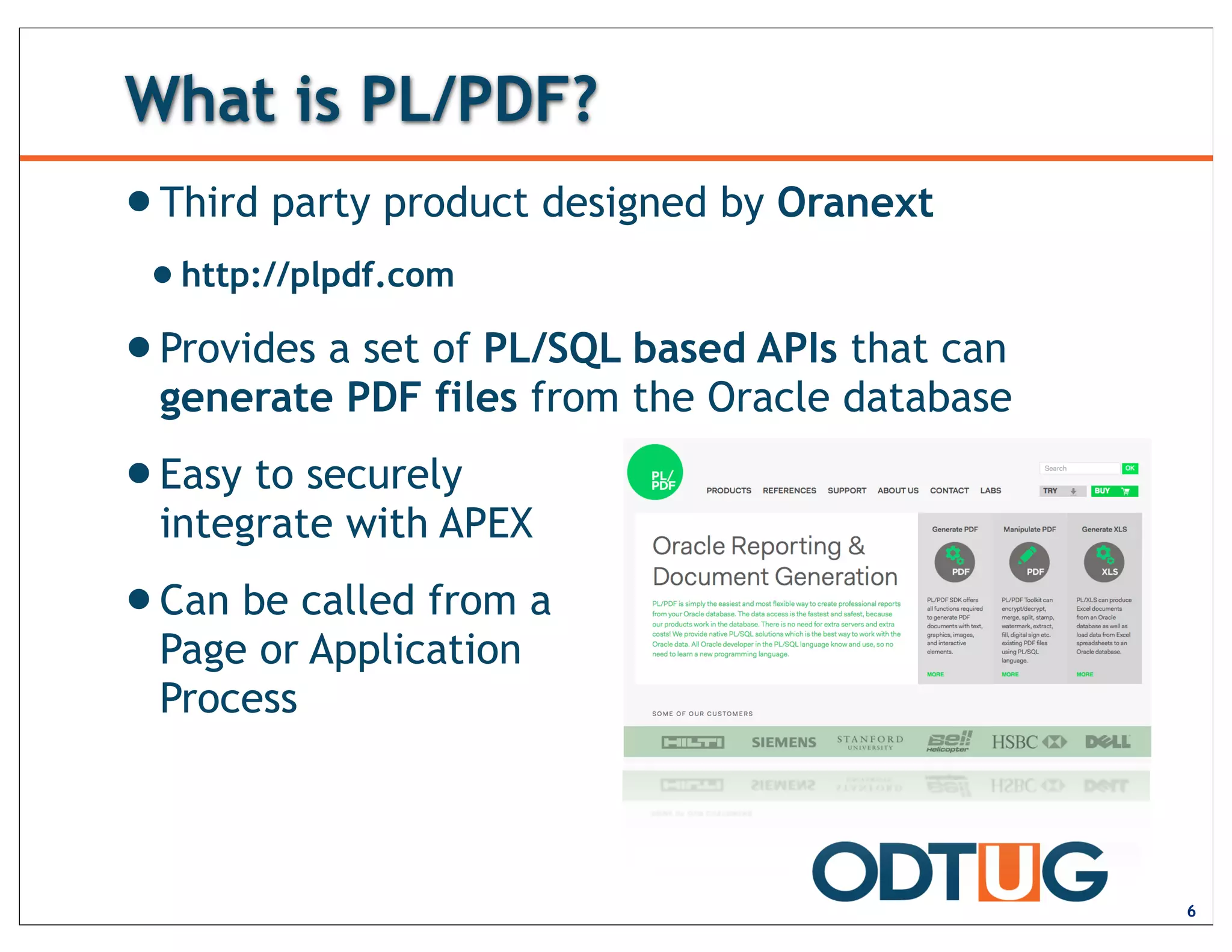 Printing with APEX: PL/PDF | PDF