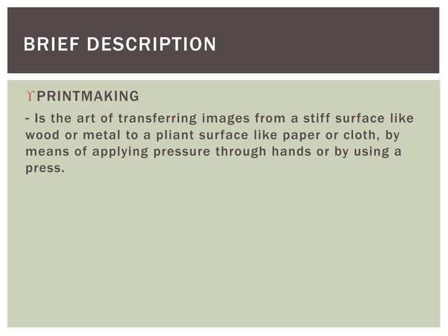 Printmaking presentation FA28 | PPTX | Needlework | Arts and Crafts