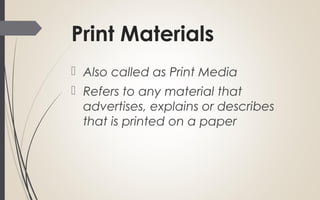 English 9 - Print Materials | PPT