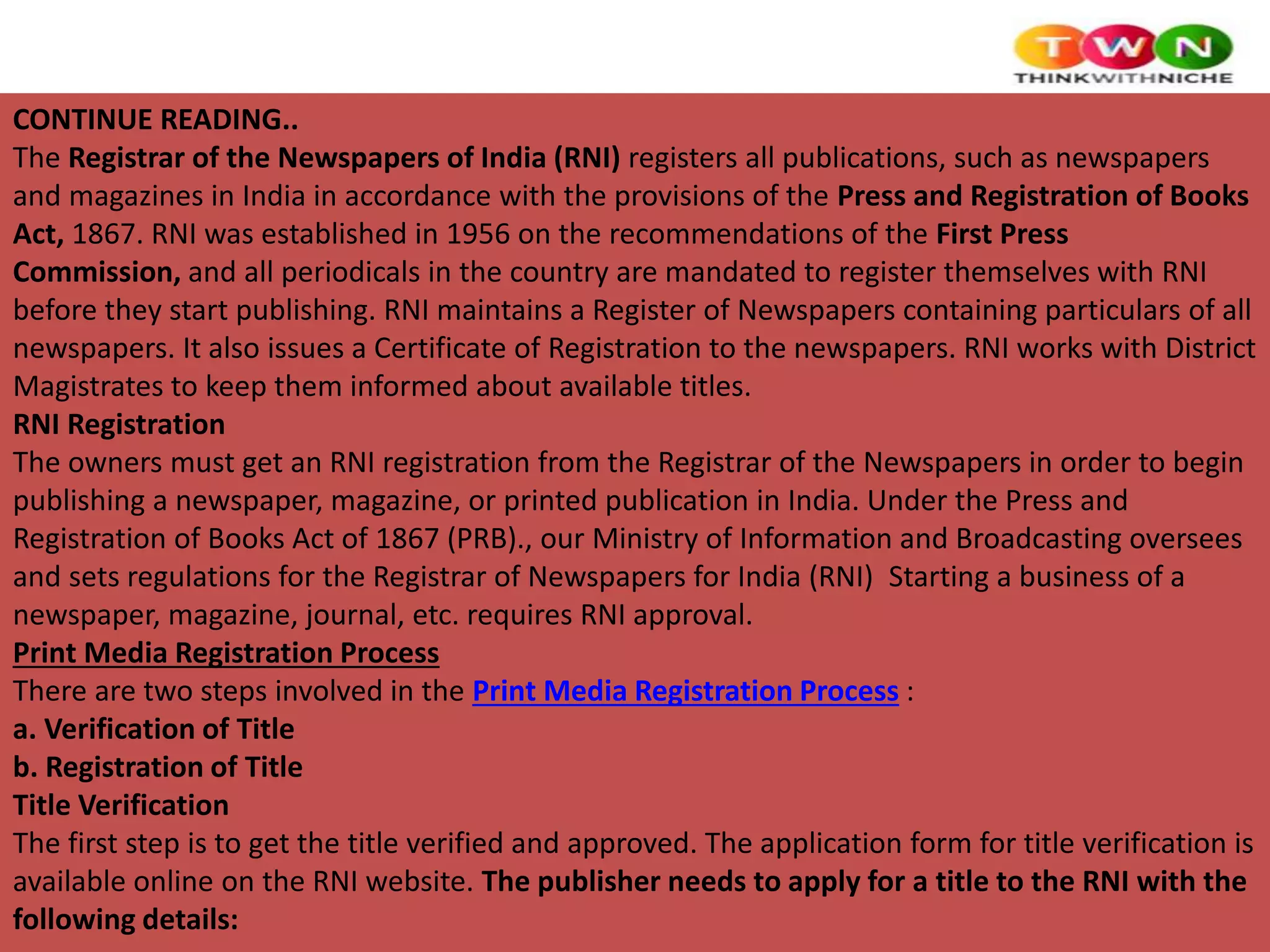 Print Media Registration Process | PPTX