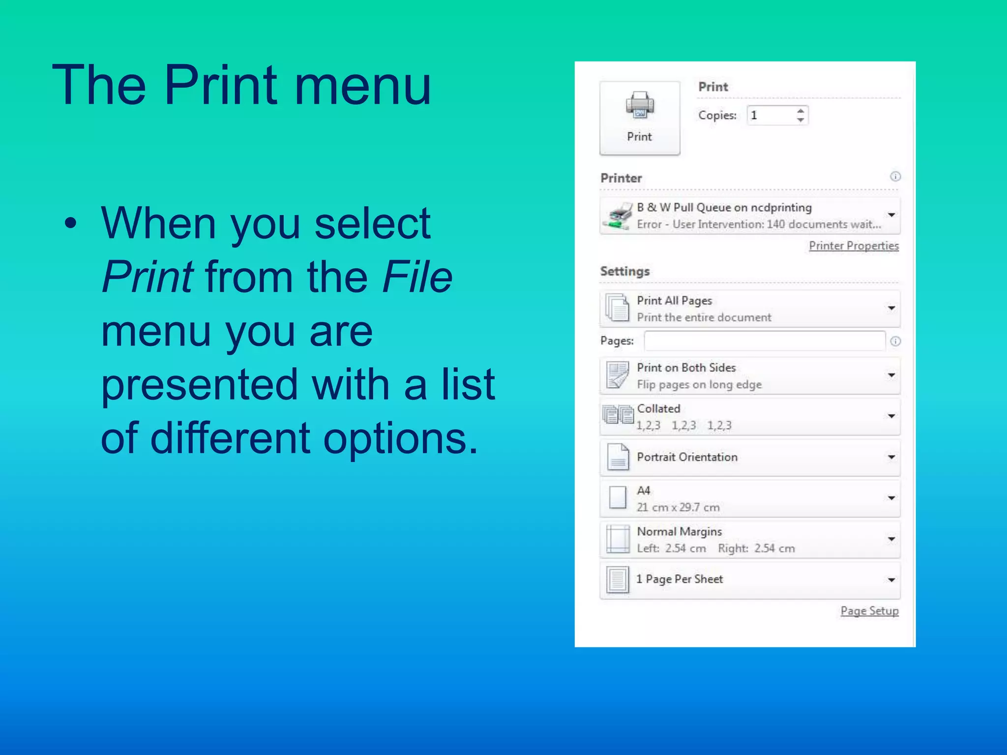 Print options student version pp dec 12 b | PPT