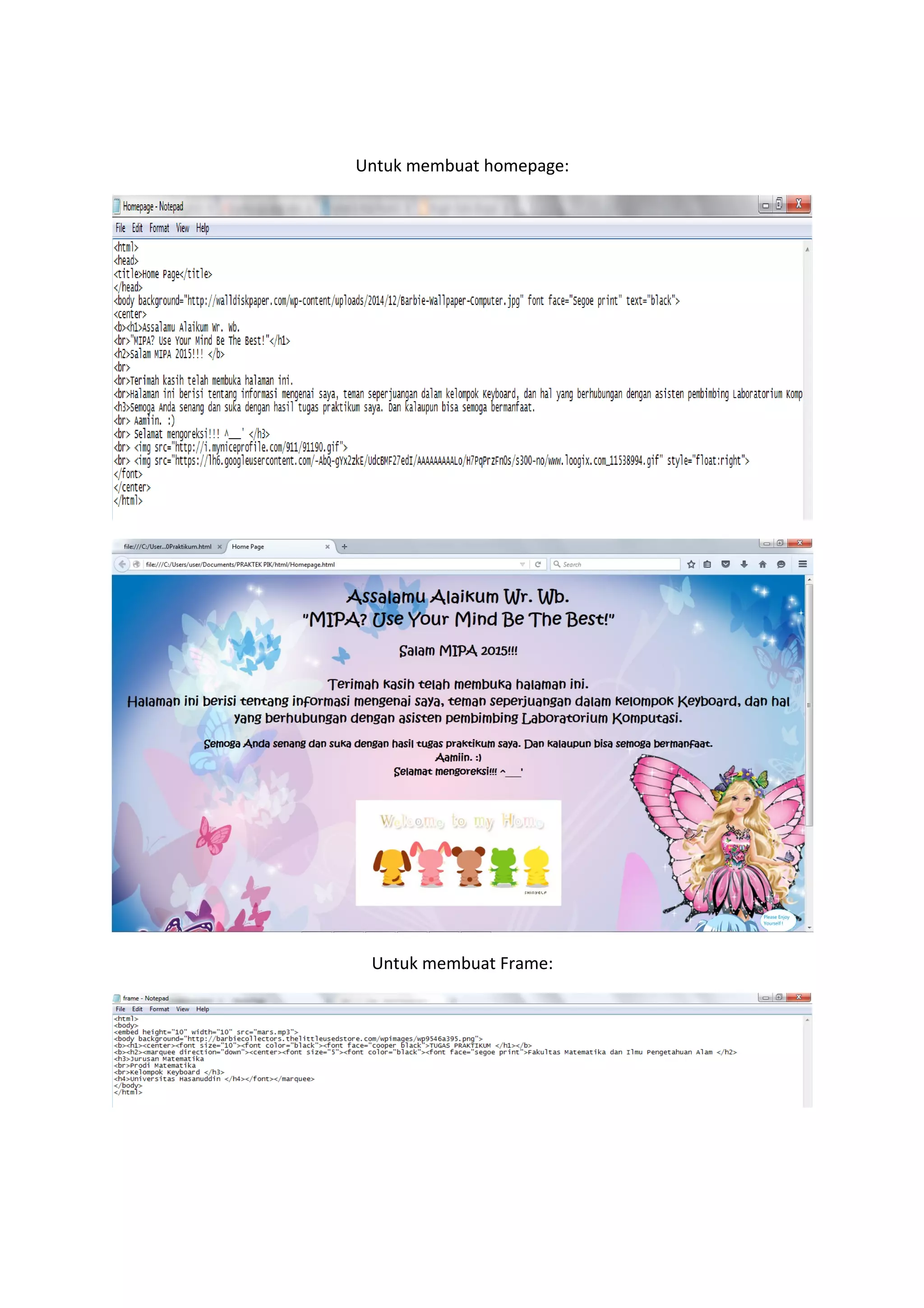 Printscreen notepad beserta tampilan web | PDF