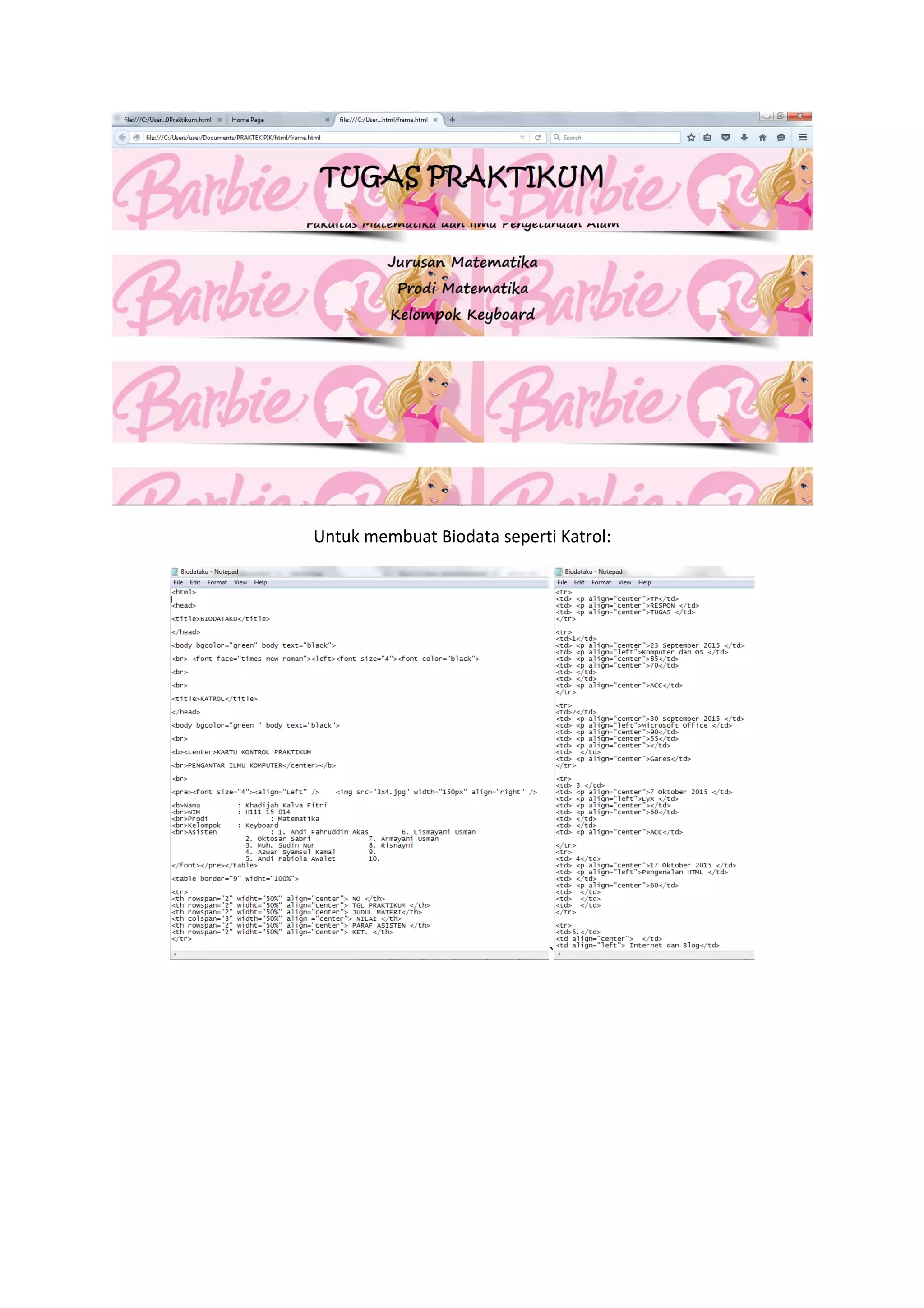Printscreen notepad beserta tampilan web | DOC