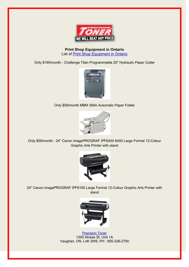 Print shop equipment_in_ontario | PDF