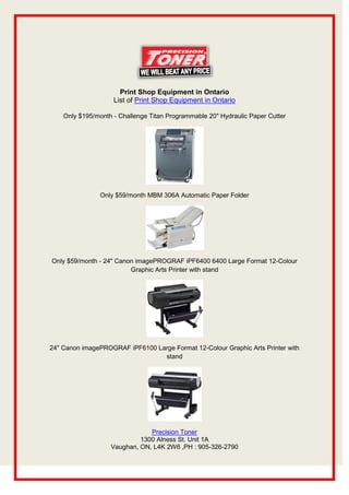 Print shop equipment_in_ontario | PDF