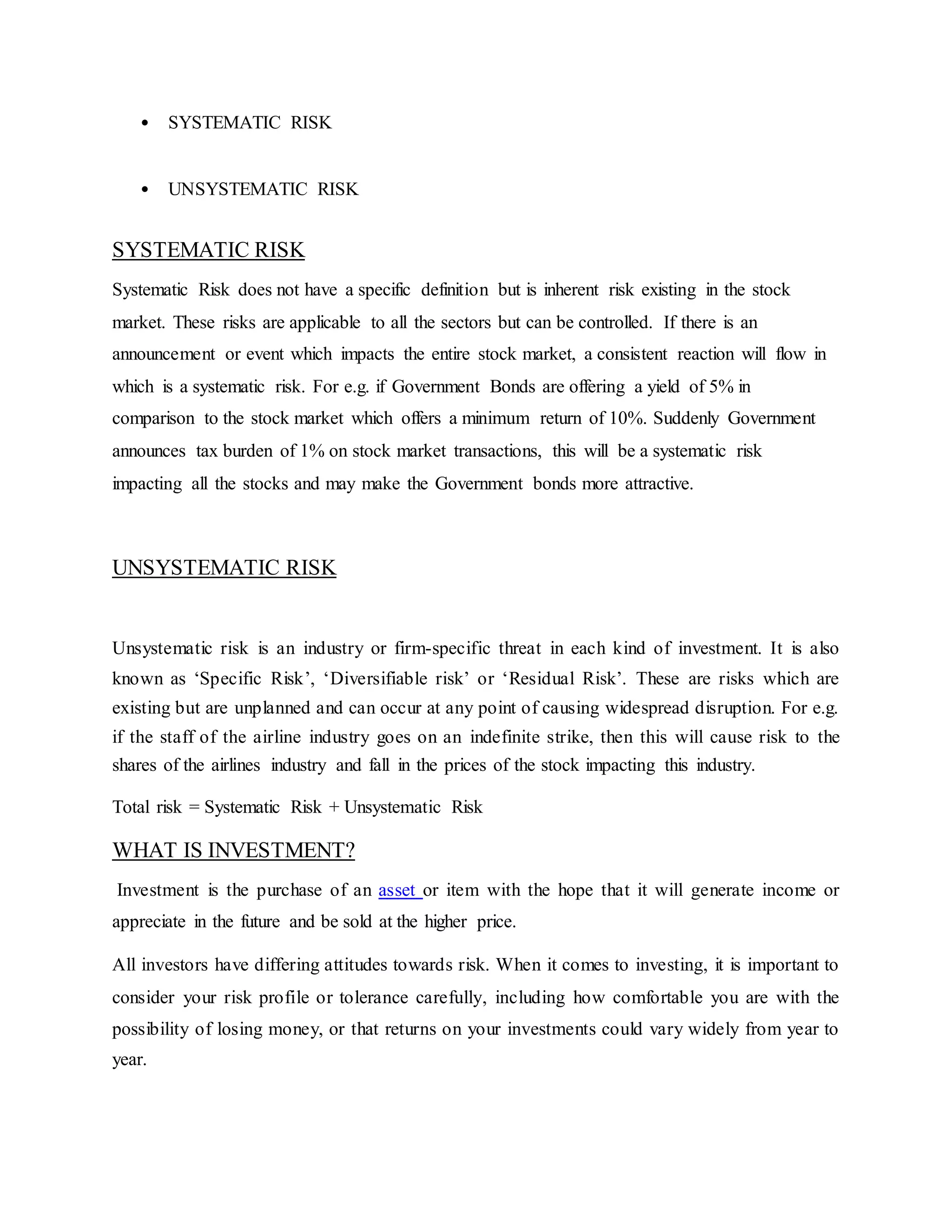 Project report for summer internship | Risk Management and investment ...