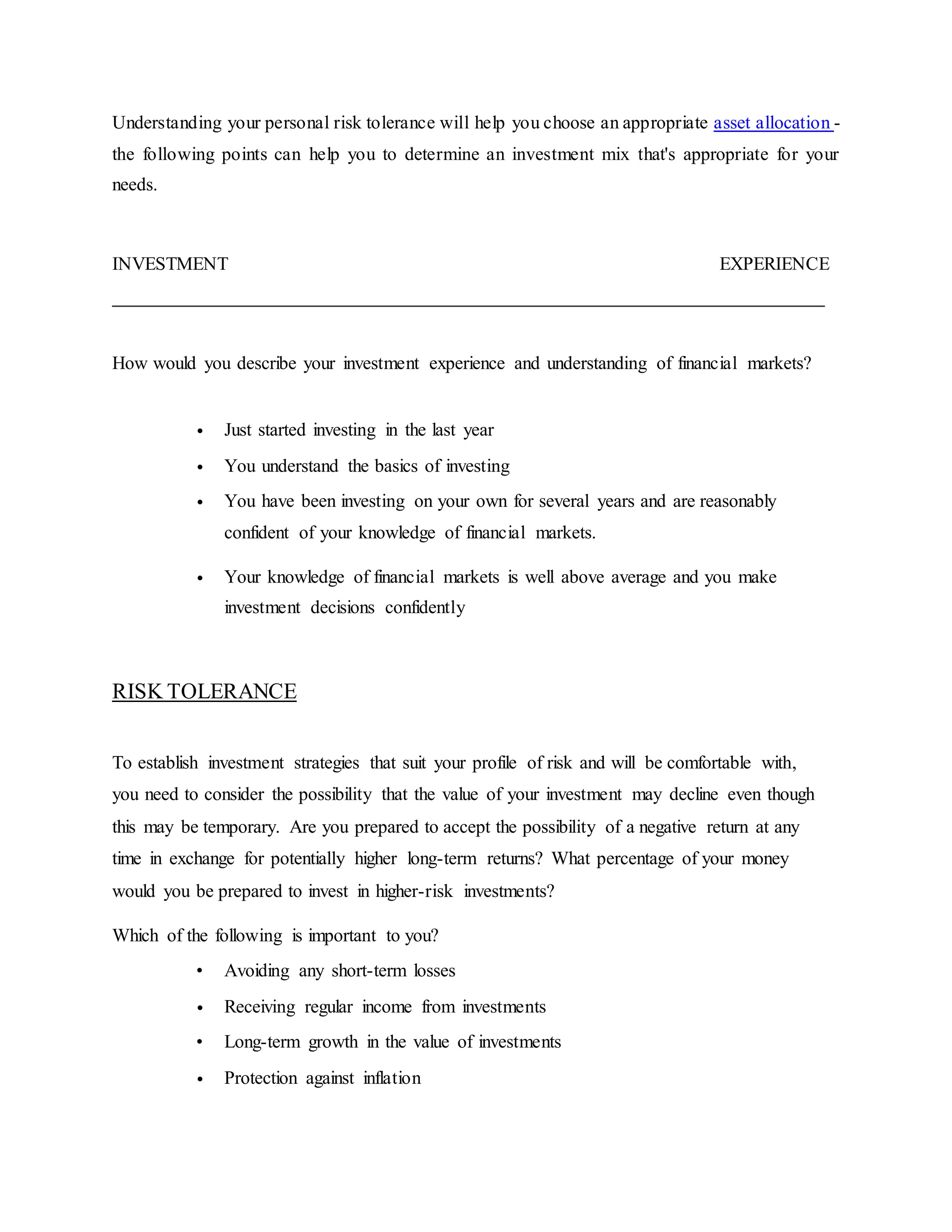 Project report for summer internship | Risk Management and investment ...