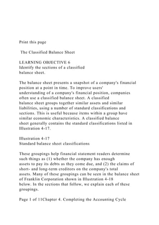 Print this page The Classified Balance SheetLEARNING .docx