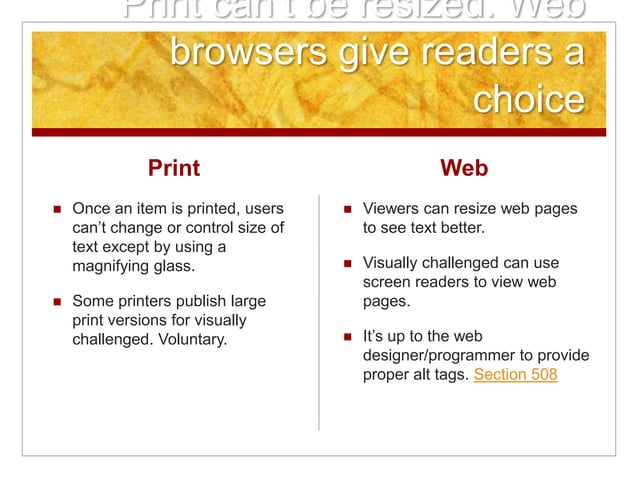 Print vs web | PPTX | Web Design and HTML | Internet