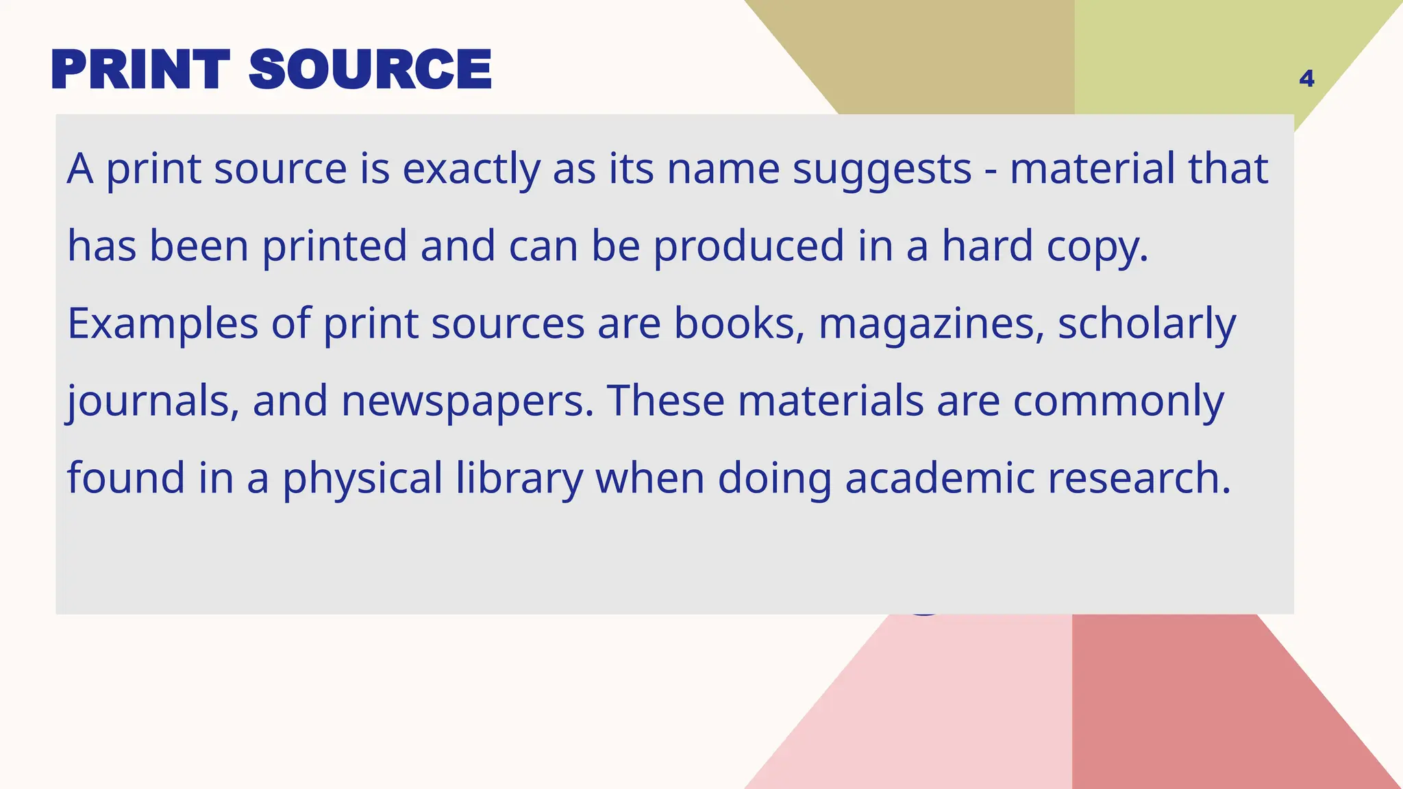 Print sources versus Web Sources, Their types and Examples | PPTX