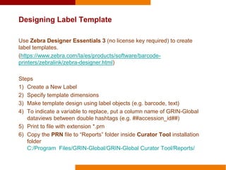 GRIN-Global Print Wizard | PPTX | Desktop Publishing | Computer Software and Applications