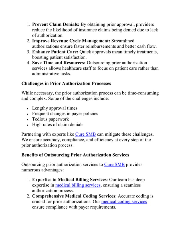 Prior Authorization Services: Streamlining Your Medical Billing Needs | PDF