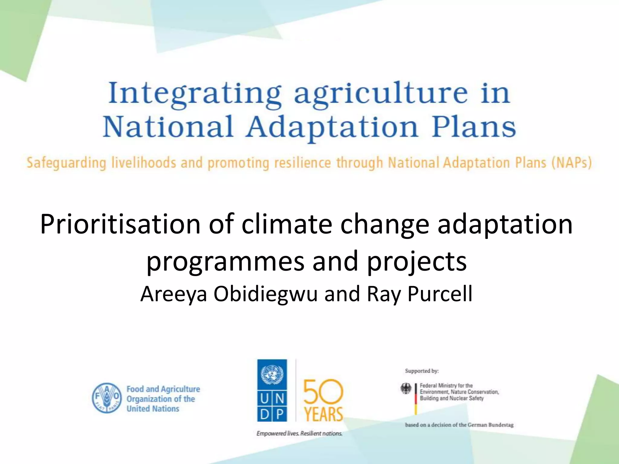 Prioritization of Climate Change Adaptation Programmes and Projects ...