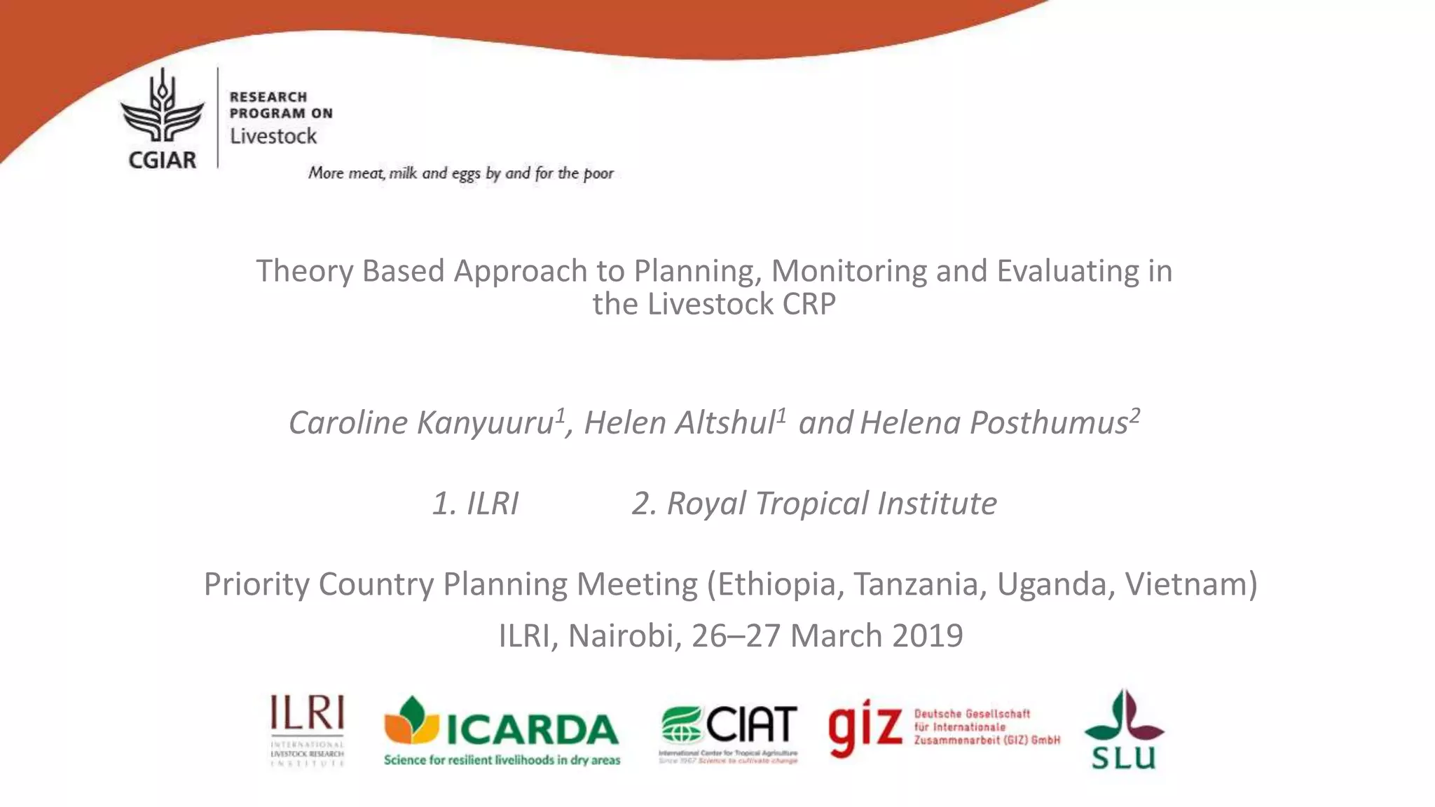 Theory Based Approach to Planning, Monitoring and Evaluating in the ...