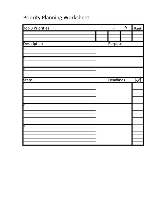 Priority planning worksheet | XLS