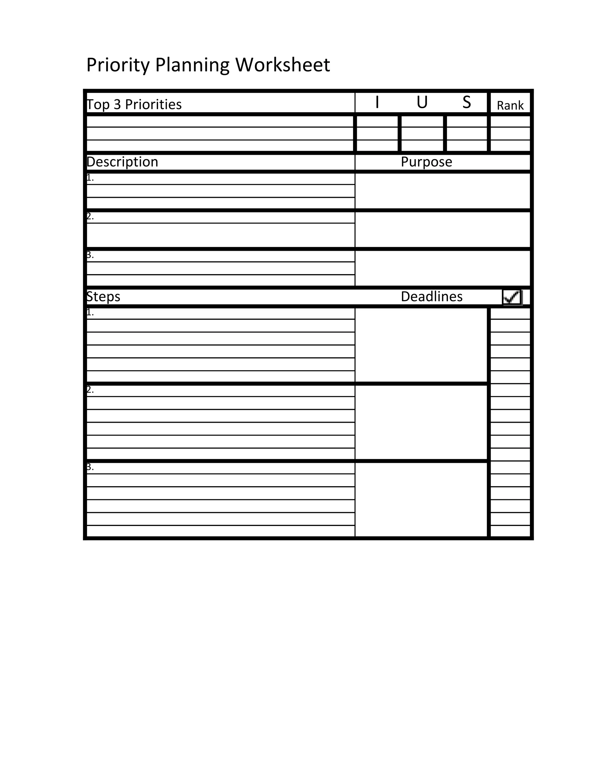 Priority Planning Worksheet | XLS
