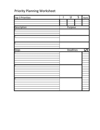 Priority Planning Worksheet | XLS