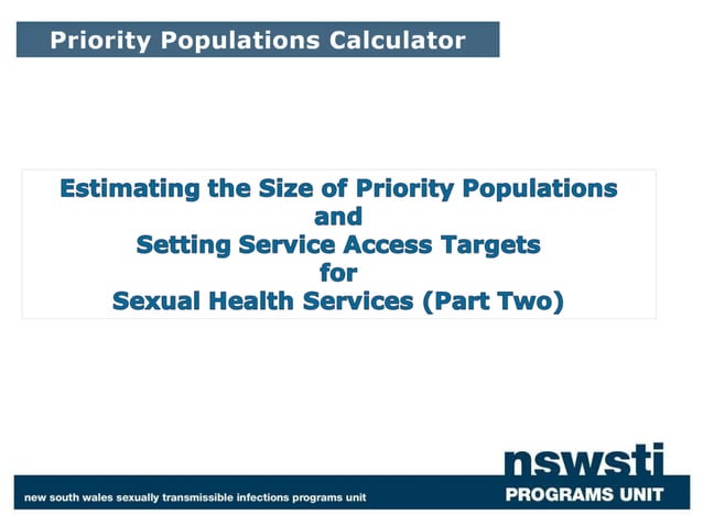 Priority populations calculator part 2 | PPT