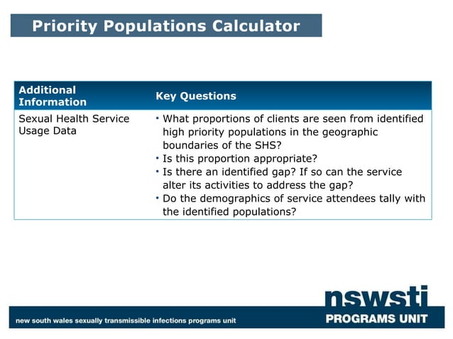Priority populations calculator part 2 | PPT