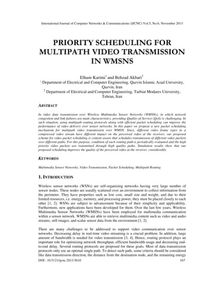 Priority scheduling for multipath video transmission in wmsns | PDF
