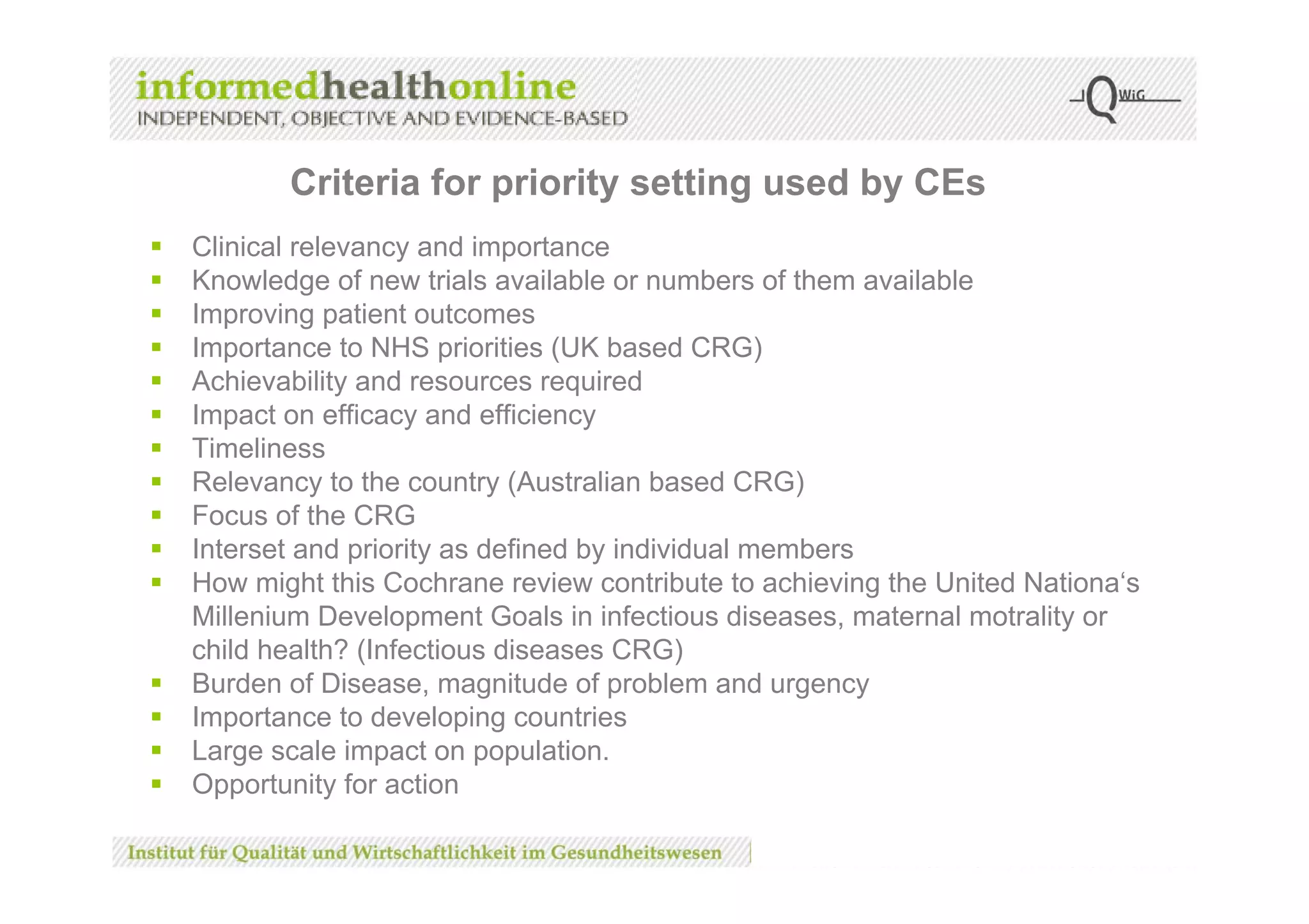 Priority Setting Presentation Freiburg Pdf