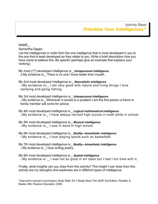 Prioritze your intelligences | PDF