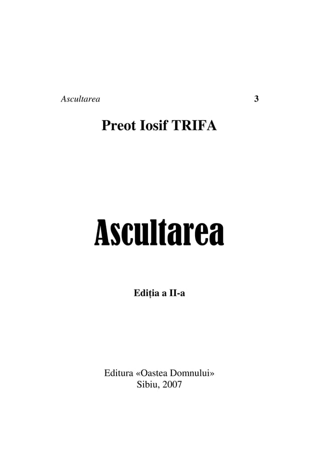 Pr Iosif Trifa - Ascultarea | PDF