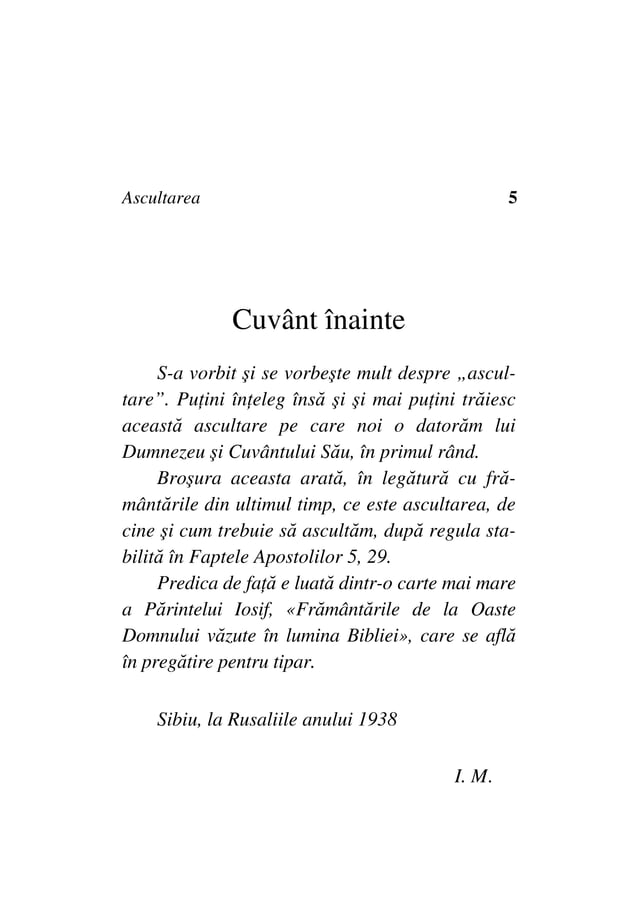 Pr Iosif Trifa - Ascultarea | PDF