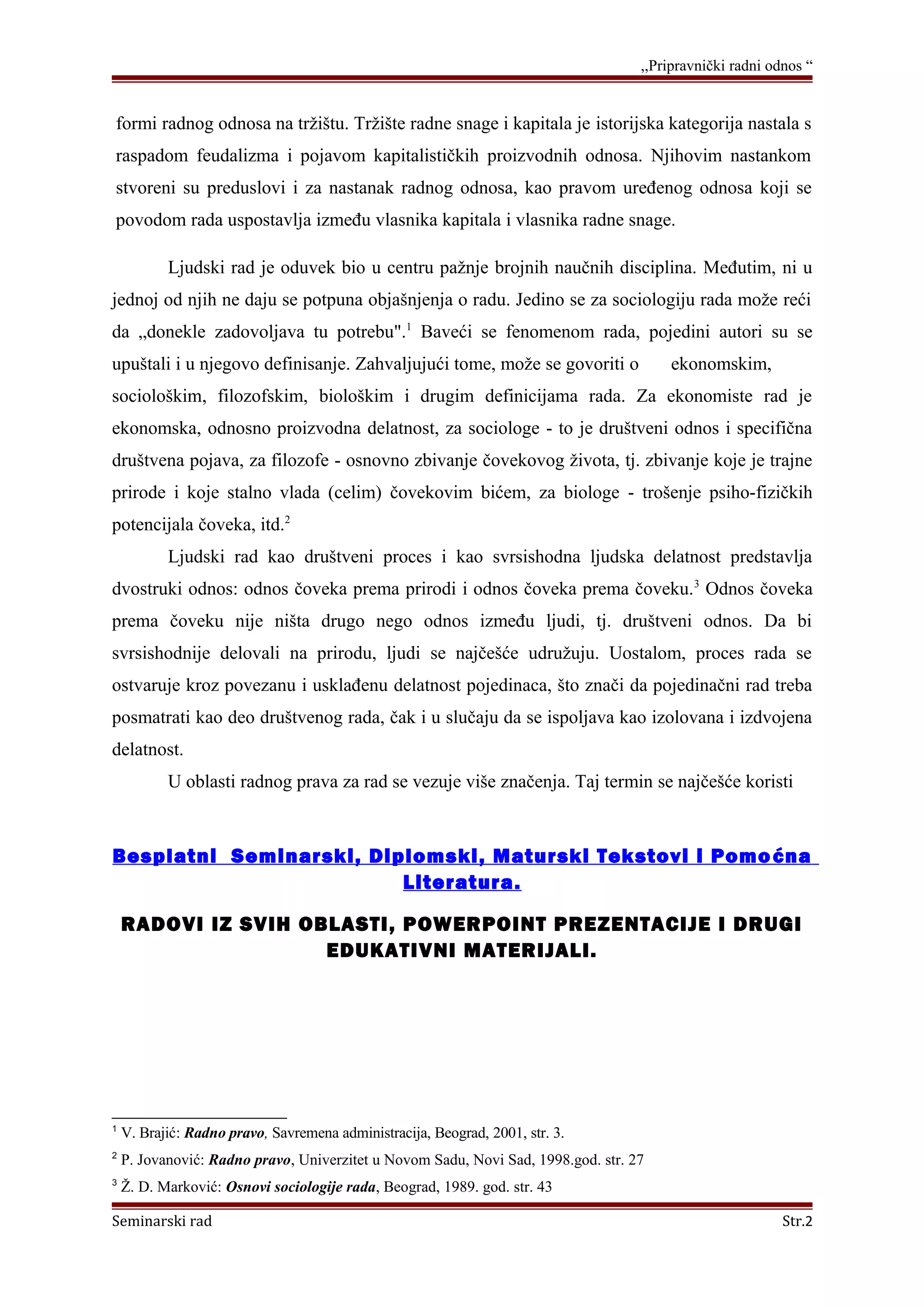 Pripravnicki radni odnos | DOC