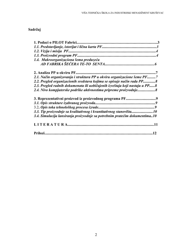 Priprema priozvodnje prakticni deo rada u ad fabrici secera te to senta | PDF | Free Download