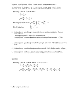 Priprema za prvi pismeni zadatak VII | DOC