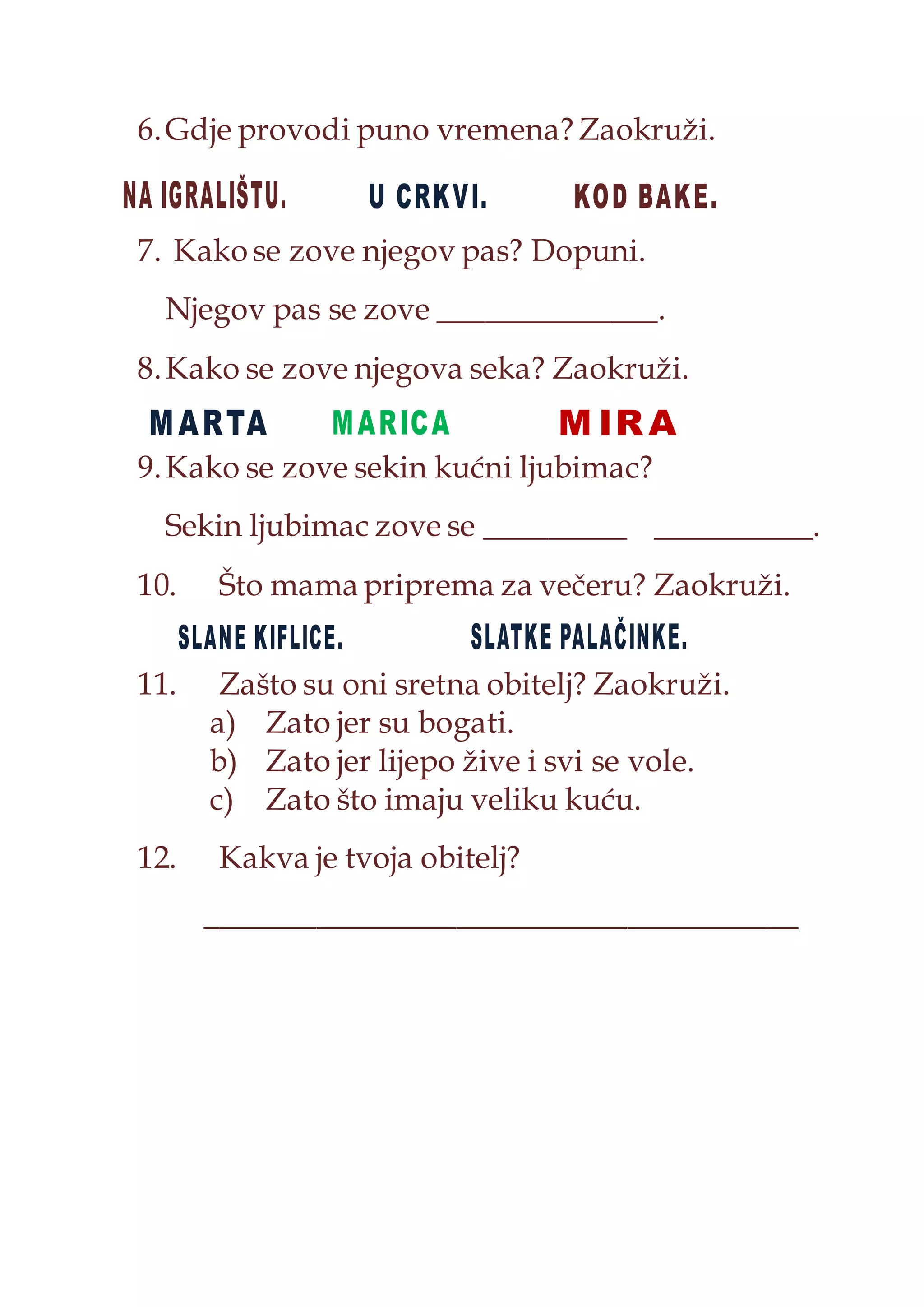 Pripremni listić pred ispit razumijevanja pročitanog teksta | DOCX