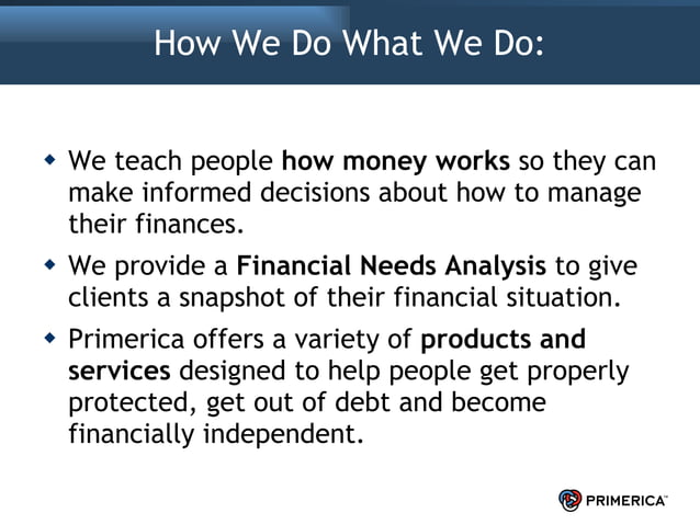 Primerica | PPT | Home Financing | Personal Debt