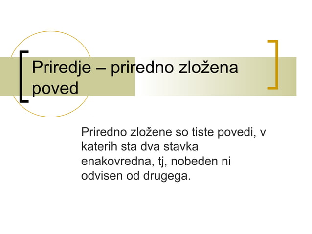 Priredje – priredno zložena poved | PPT