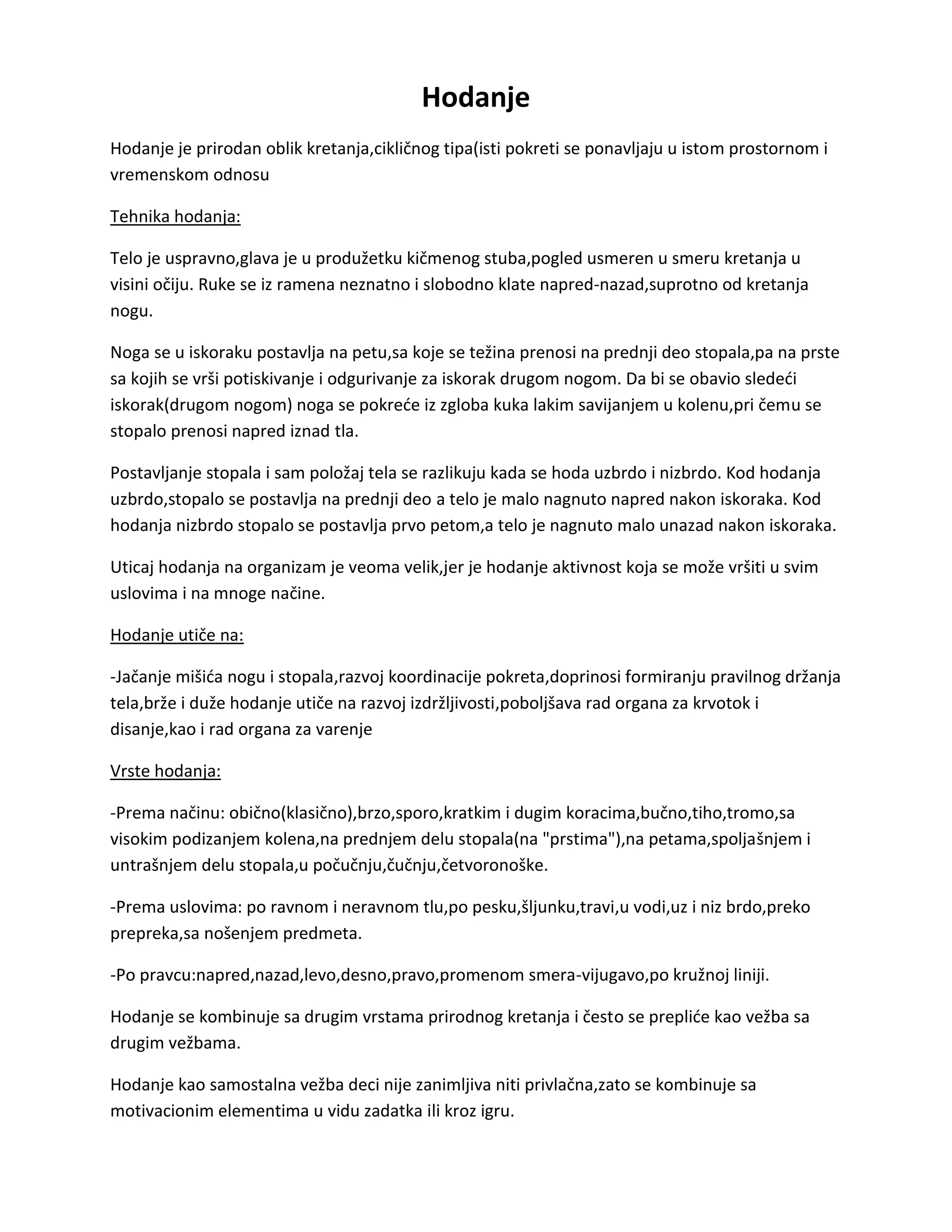 Prirodni oblici kretanja | DOCX