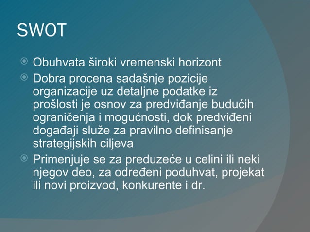 Prirucnik swot&pest analiza | PPT