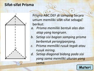 Definisi, sifat dan jaring-jaring Prisma | PPTX