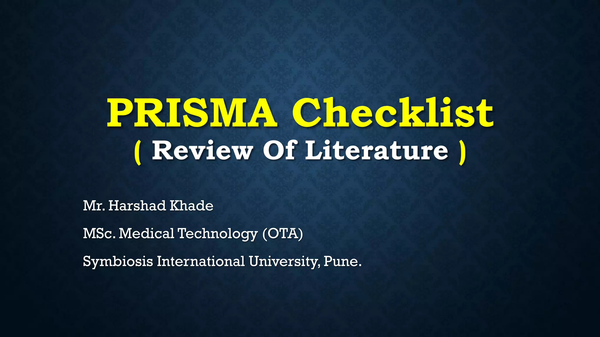 Prisma checklist - ROL | PDF