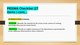 PRISMA Checklist and Flow diagram for Systematic reviews and Meta-Analysis | PPTX