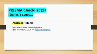 PRISMA Checklist and Flow diagram for Systematic reviews and Meta ...