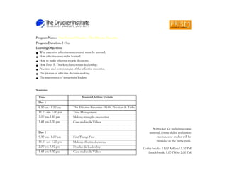 PRISM CENTER OF LEARNING with THE DRUCKER INSTITUTE, USA | PDF