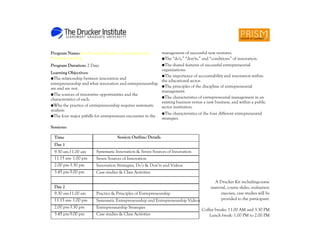 PRISM CENTER OF LEARNING with THE DRUCKER INSTITUTE, USA | PDF