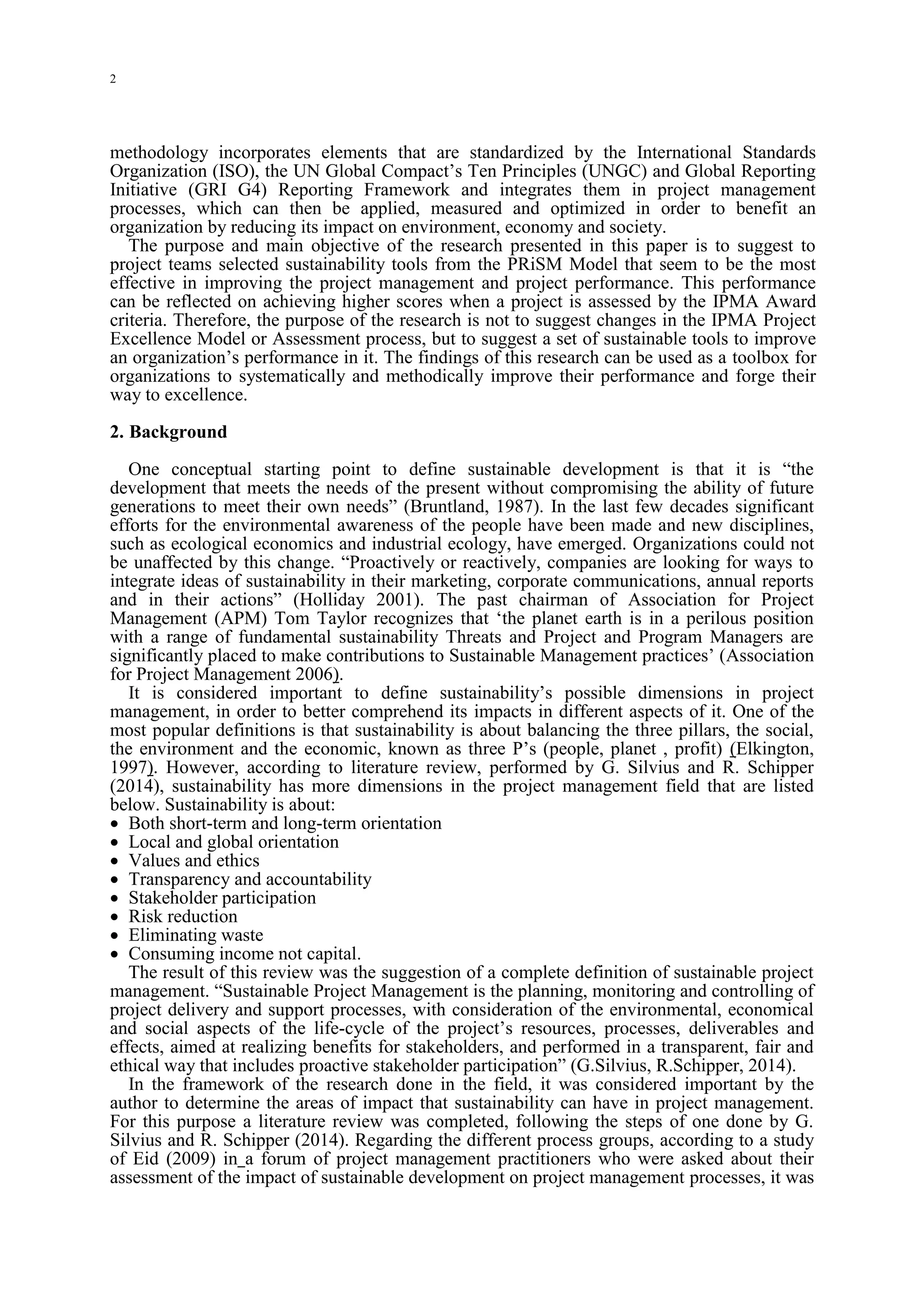 Infusing the PRiSM™ Sustainability Framework into the IPMA Project ...