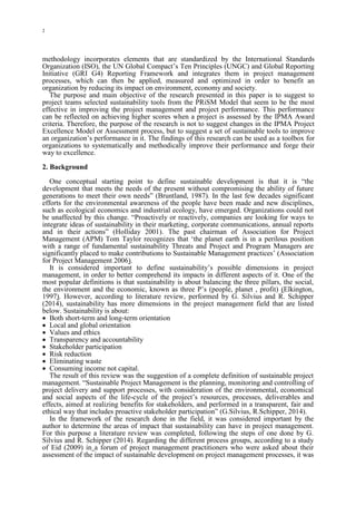 Infusing the PRiSM™ Sustainability Framework into the IPMA Project ...
