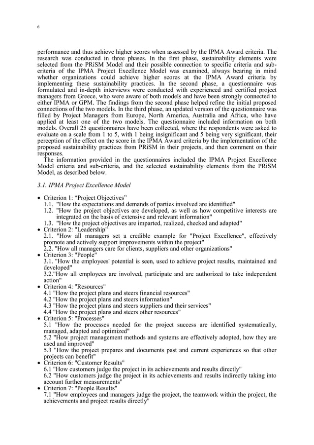 Infusing the PRiSM™ Sustainability Framework into the IPMA Project ...