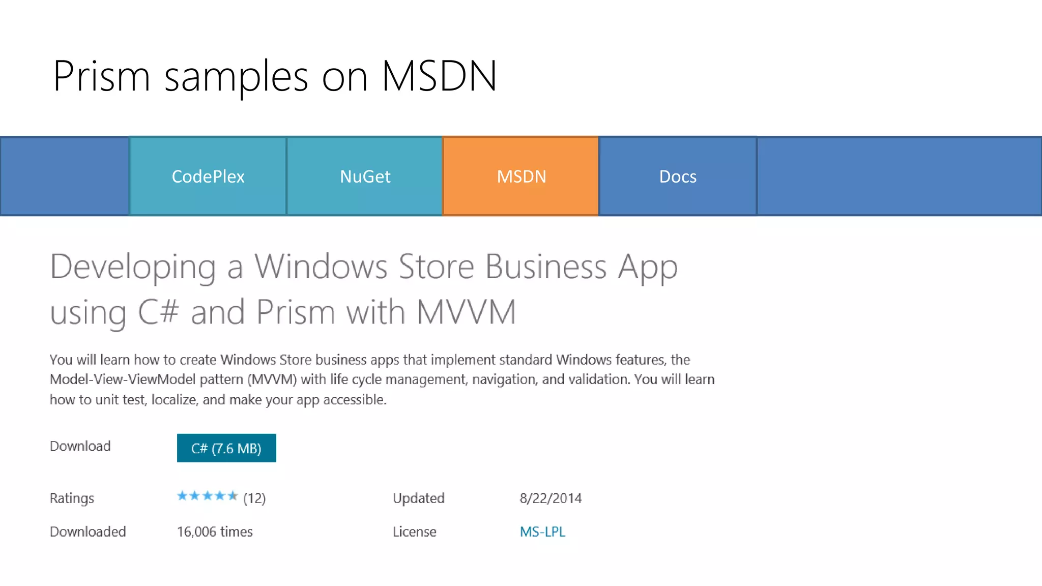 Prism library and MVVM | PPTX