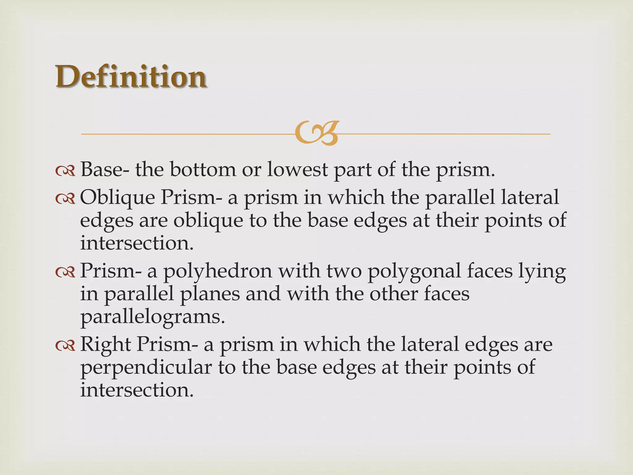 Prisms, Area and Volume | PPTX