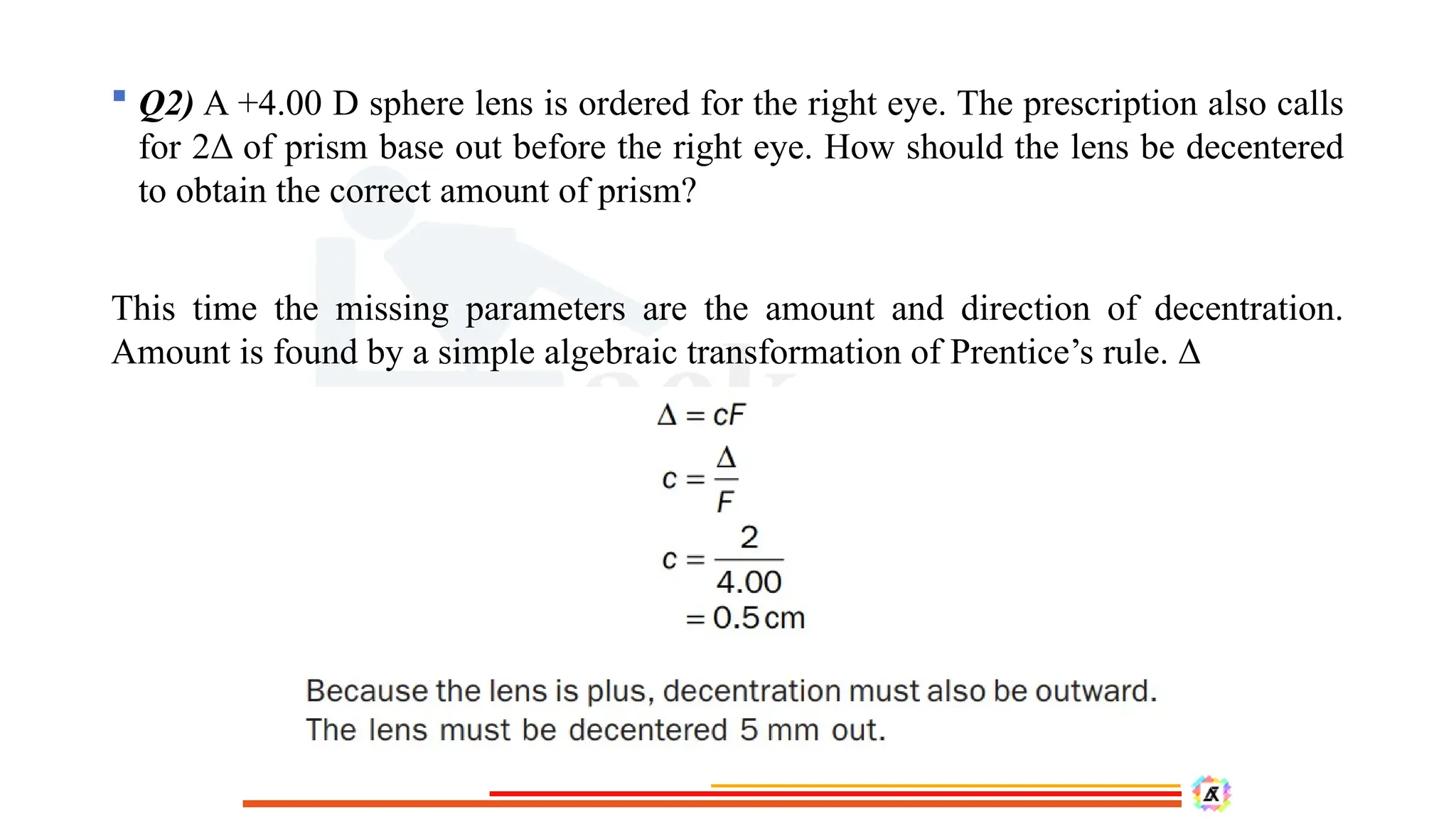 PRISMATIC EFFECT AND DECENTRATION part 2-CALCULATION by optom. jithin ...