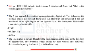 PRISMATIC EFFECT AND DECENTRATION part 2-CALCULATION by optom. jithin ...