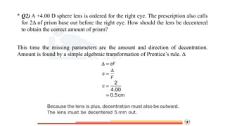 PRISMATIC EFFECT AND DECENTRATION part 2-CALCULATION by optom. jithin ...